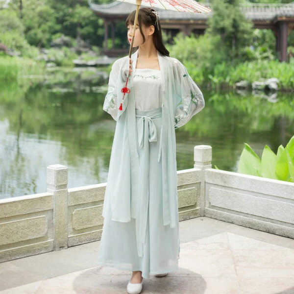 Pollia Flower Light Green Casual Hanfu Pants - Newhanfu 2025