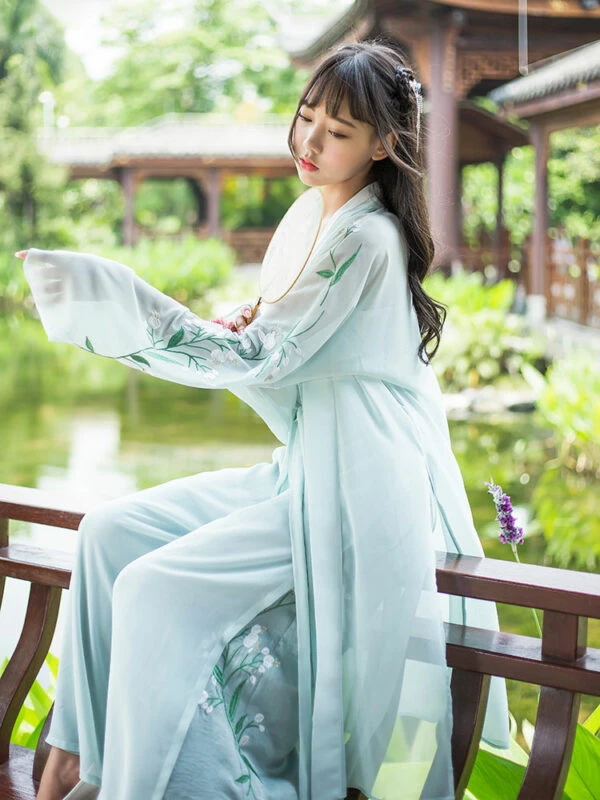 Pollia Flower Light Green Casual Hanfu Pants - Newhanfu 2025