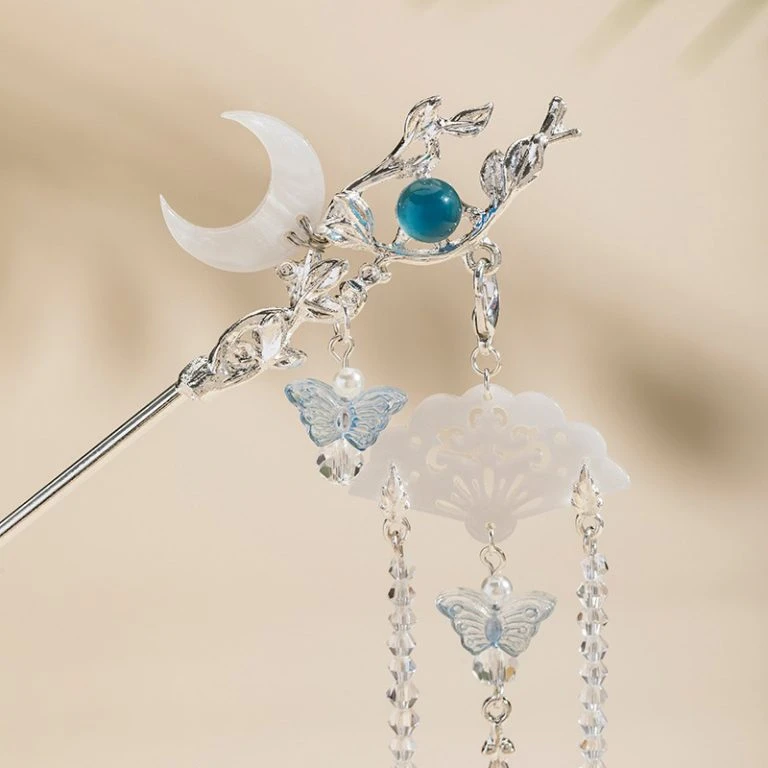 Hanfu Hair Accessories Long Hairpin Cheongsam Silver Accessories - Newhanfu