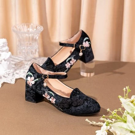 High Heeled Pointed Toe Cheongsam Shoes Vintage Chinese Style Ethnic ...