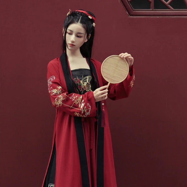 Han Dynasty Hanfu Robe Retro Zhiju Large Size Red Dresses - Newhanfu