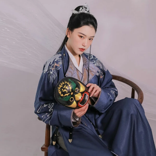 Navy Dragon Elegant Women's Hanfu Robe - Newhanfu 2025