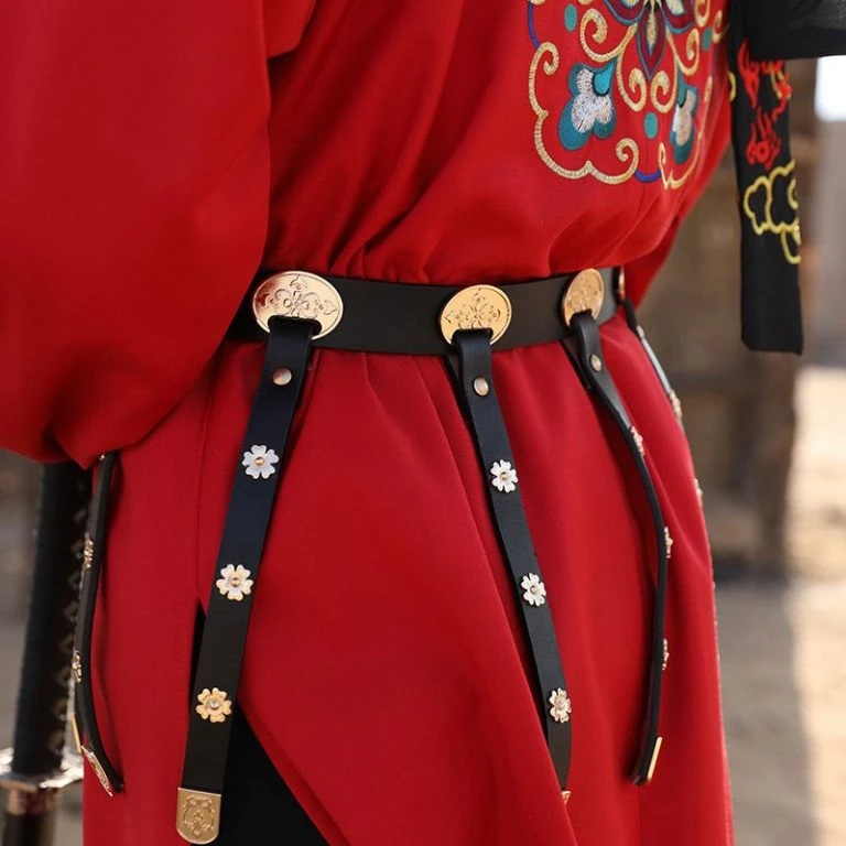 Orange Tang Dynasty Round Neck Robe Dunhuang Style Handsome Hanfu ...