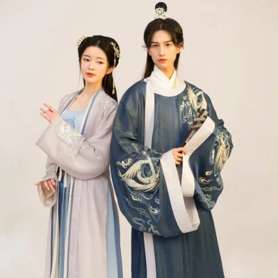 Young Bookman Navy Blue Male Hanfu Robe - Newhanfu