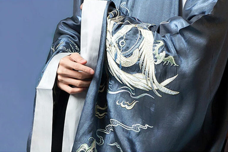 Young Bookman Navy Blue Male Hanfu Robe - Newhanfu