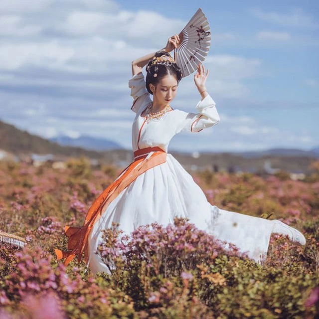 White Lotus Tang Style Women's Hanfu Dress - Newhanfu 2026