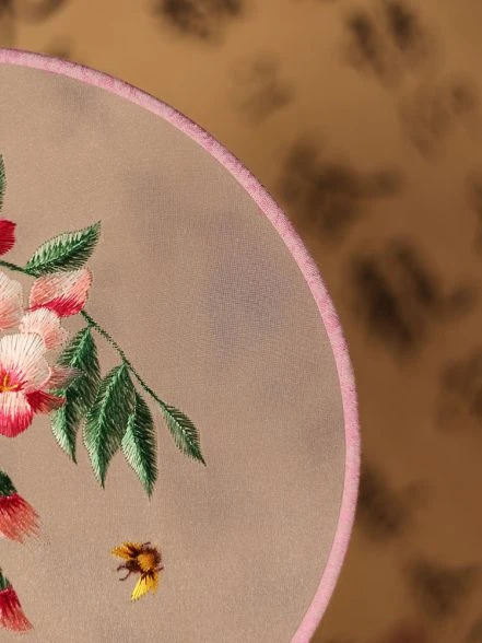 Classical Embroidered Tuanshan Ladies Dance Fan Red Flower - Newhanfu 2026