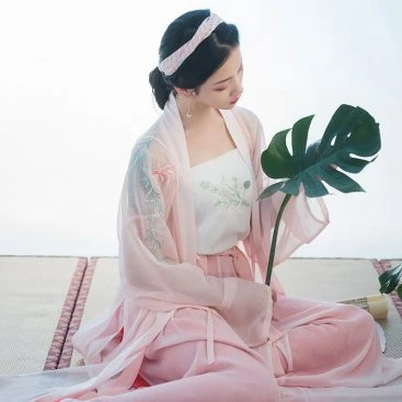 Summer Day Casual Pink White Hanfu Dress - Newhanfu 2025