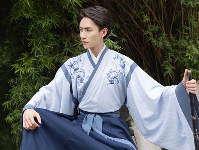 Jin Male Vintage Simple Blue Hanfu - Newhanfu 2025