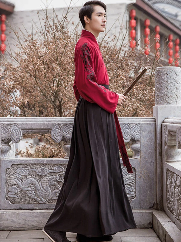 Red Cloud Male Hanfu Ruqun Dress - Newhanfu 2024