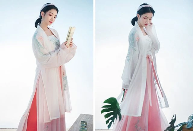 Summer Day Casual Pink White Hanfu Dress - Newhanfu 2025