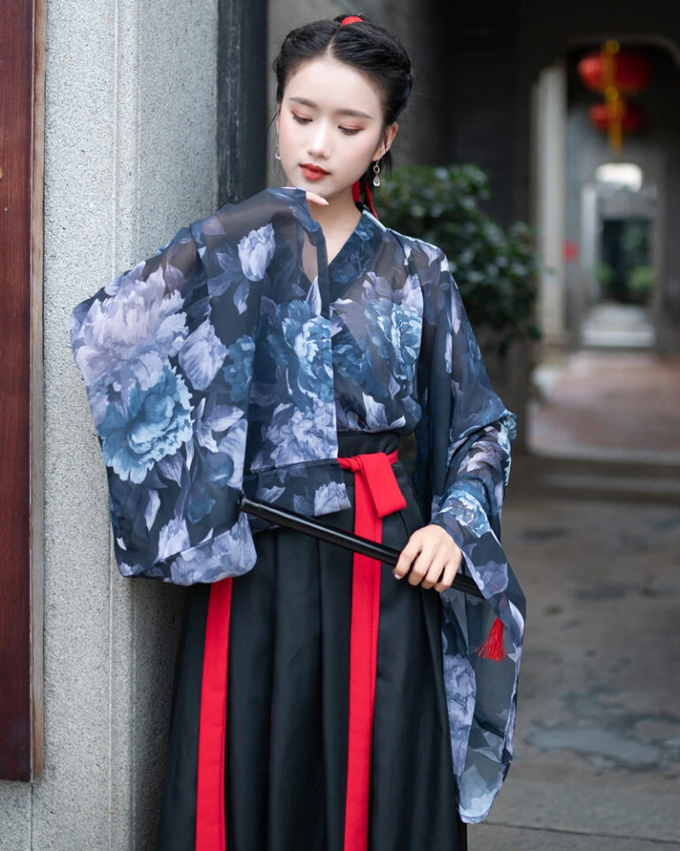 Peony Print Women‘s Ruqun Hanfu Summer Dress - Newhanfu