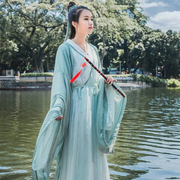 Gray Hanfu, Plain Silver Chinese Outfit - Newhanfu