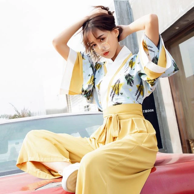 Street Fashion Young Yellow Hanfu Pants - Newhanfu 2025