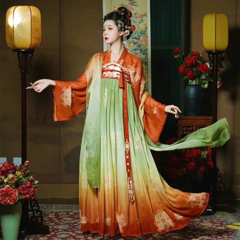 Tang Princess Red Green Hanfu Heziqun Dress - Newhanfu
