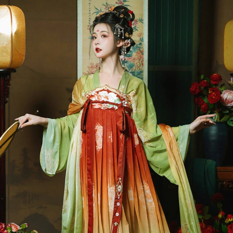 Tang Princess Red Green Hanfu Heziqun Dress - Newhanfu