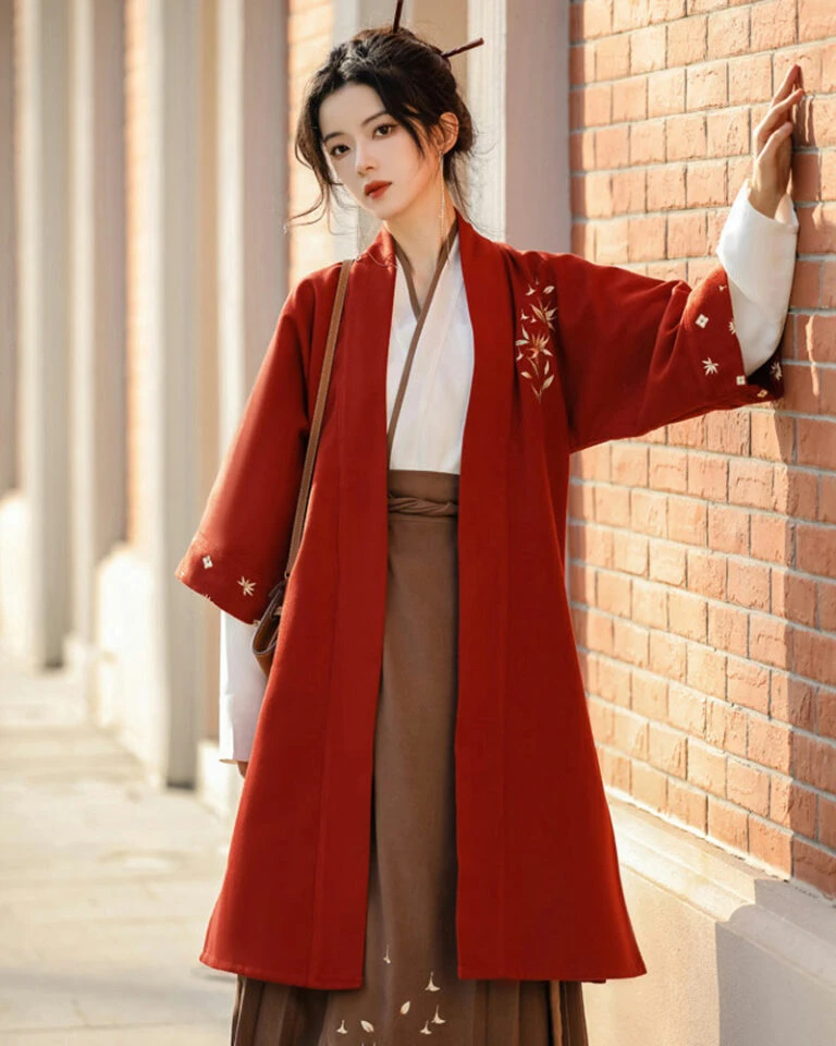 Winter Orchid Red Black Women's Hanfu Jacket - Newhanfu
