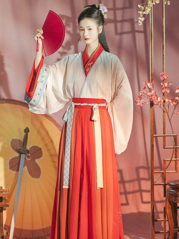 Red Mulan Classic Cosplay Hanfu Dress for Girl - Newhanfu