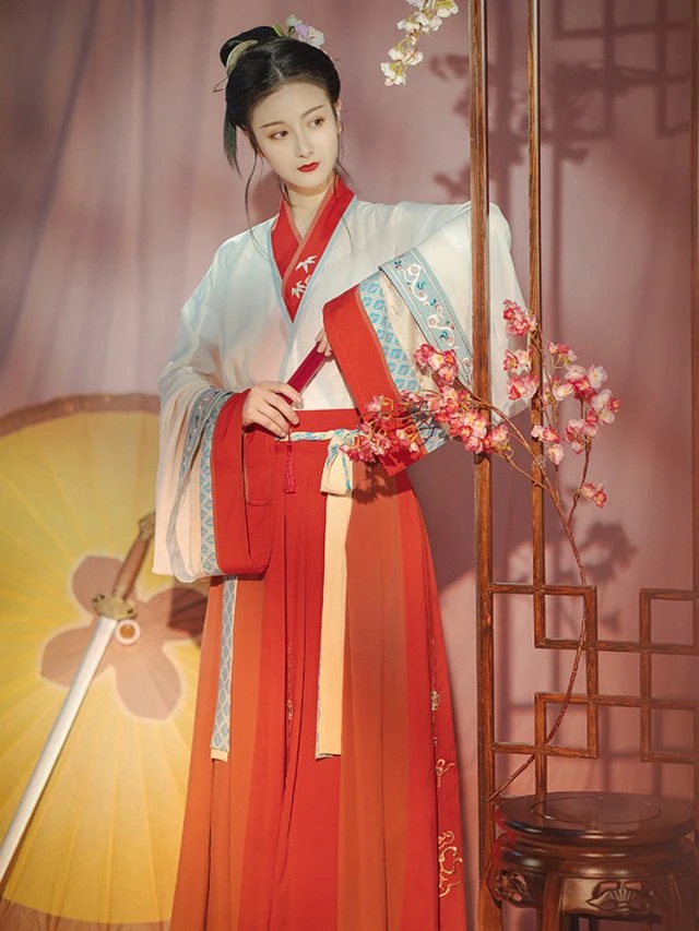Red Mulan Classic Cosplay Hanfu Dress for Girl - Newhanfu