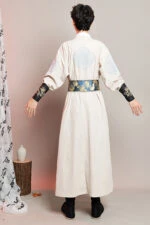 Men Martial Arts Round Neck Robe Solid Color Simple Hanfu - Newhanfu