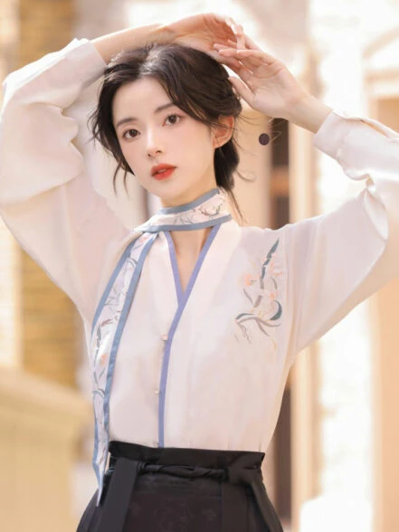 Ling Long Modern Style White Hanfu Dress - Newhanfu