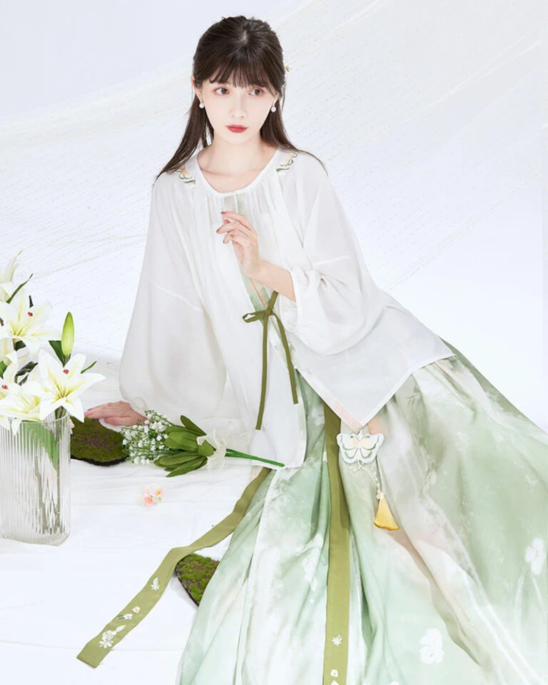 Green Butterfly Women's Hanfu Daily Dress - Newhanfu