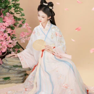 Green & Pink Cotton Rose Hanfu Dress - Newhanfu 2024