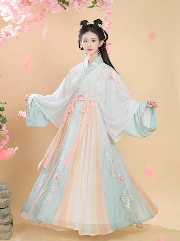 Green & Pink Cotton Rose Hanfu Dress - Newhanfu 2026