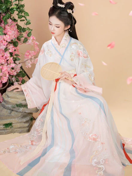 Green & Pink Cotton Rose Hanfu Dress - Newhanfu 2026