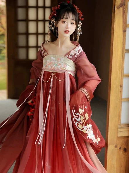 Ladies Qixiong Shanqun North and South Dynasty Hanfu Style Embroidered ...