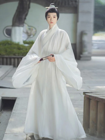Jacquard Daopao Hanfu Blue, White Robe - Newhanfu 2025