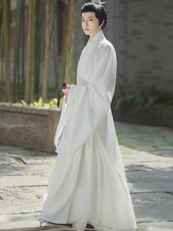 Jacquard Daopao Hanfu Blue, White Robe - Newhanfu 2025