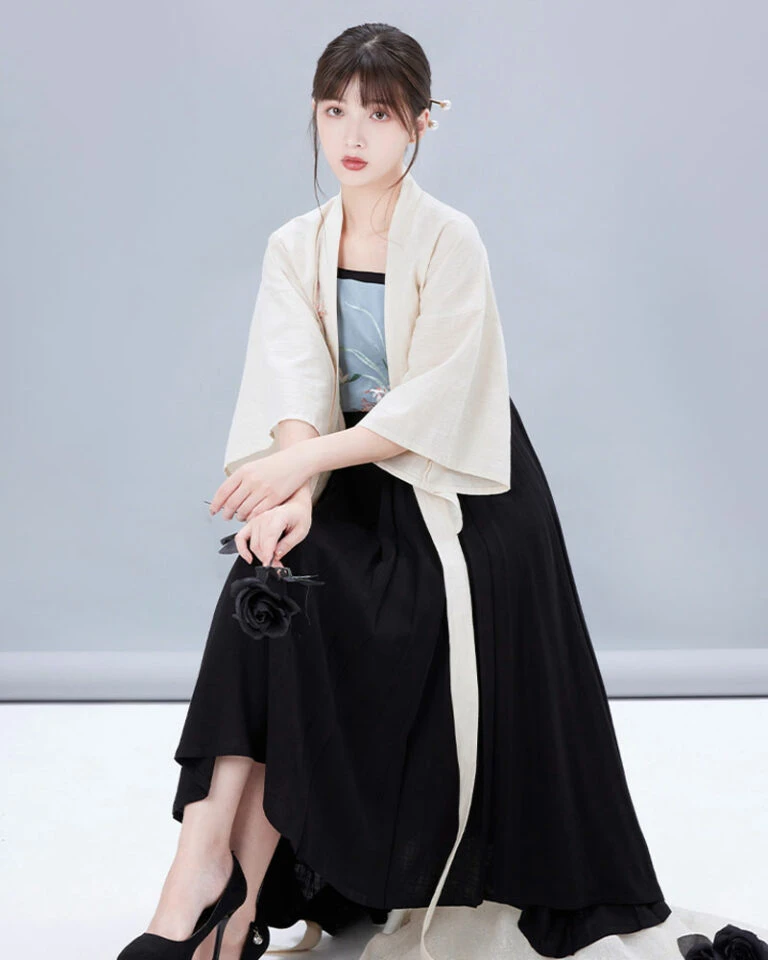 Butterfly Orchid Casual Black Hanfu for Women - Newhanfu