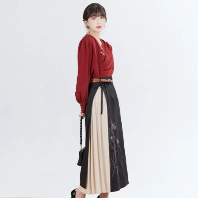 Casual Friday Daily Red Hanfu for Women - Newhanfu