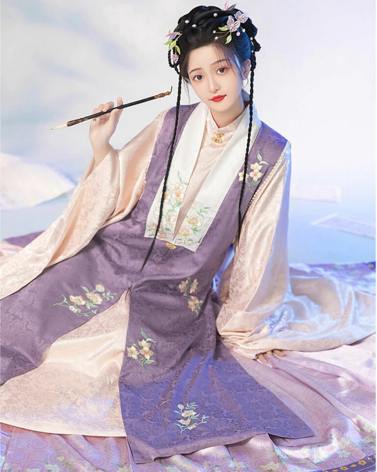 Moon Flower Green Purple Winter Hanfu Dress - Newhanfu 2025
