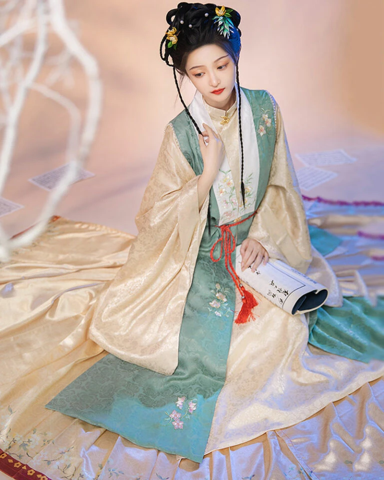 Moon Flower Green Purple Winter Hanfu Dress - Newhanfu 2025