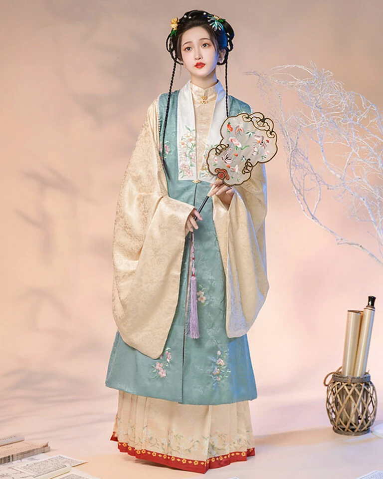 Moon Flower Green Purple Winter Hanfu Dress - Newhanfu 2025