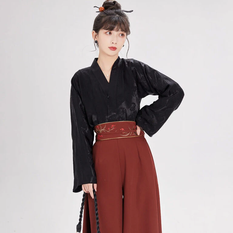 Night Rain Modern Black Hanfu and Songku Pants - Newhanfu