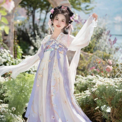 Fairy Butterfly Pink Purple Qixiong Hanfu Dress for Spring - Newhanfu