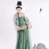 Green Qixiong Shanqun Retro Tang Dress for Spring Day - Newhanfu