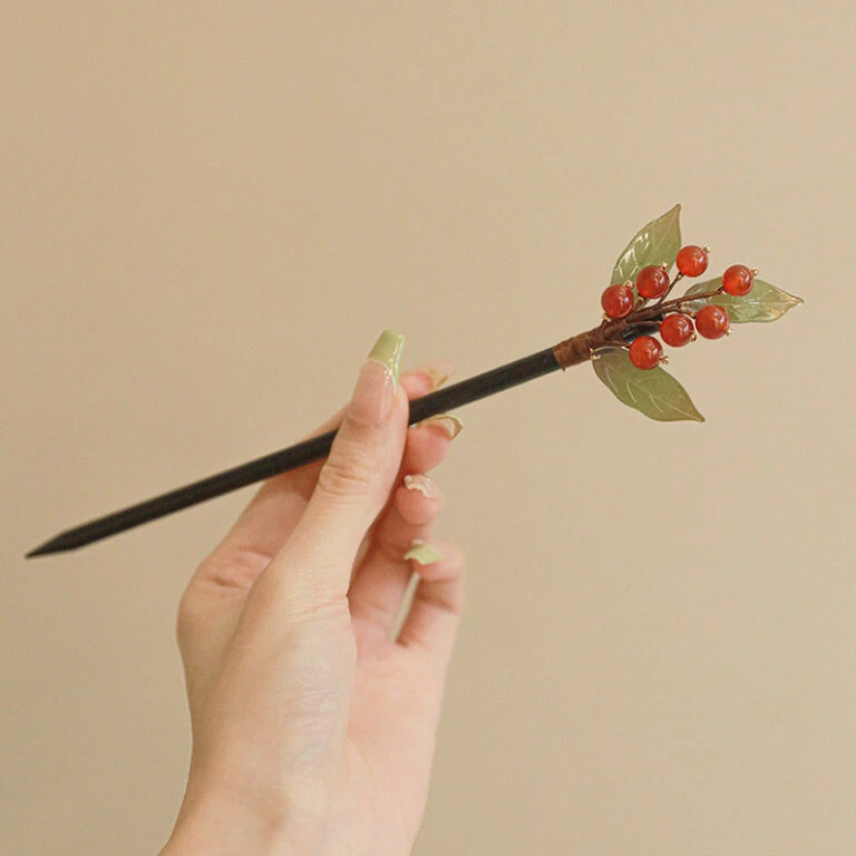 Red Bean Hairpin Hanfu Hairstyle Accessories - Newhanfu