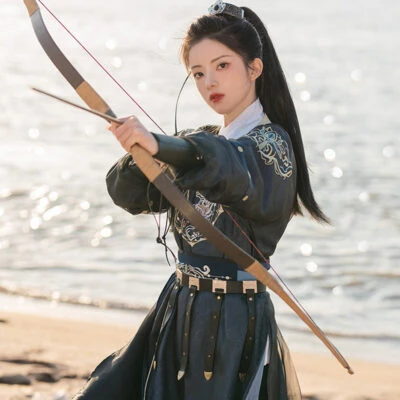 Spring Tang Dynasty Round Collar Robe for Wuxia Style - Newhanfu