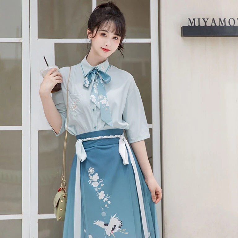 Blue Hanfu Navy Chinese Dress for Daily Wear - Newhanfu