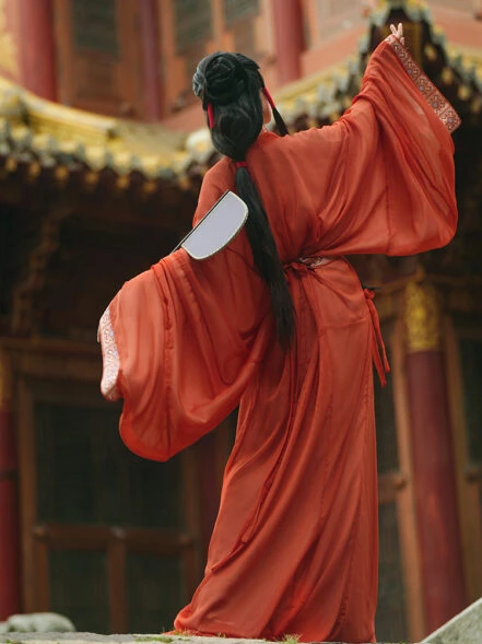 Han Dynasty Hanfu Robe Retro Zhiju Large Size Red Dresses - Newhanfu