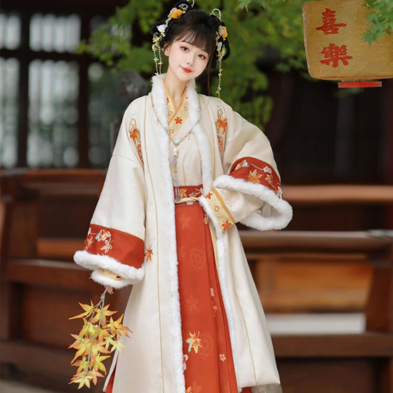 Winter Women Hanfu Song Style Long Coat Daily Suit - Newhanfu