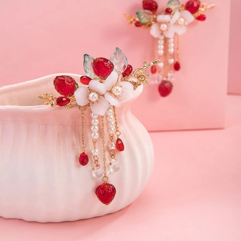 Hanfu Accessories Classical Hair Clips Strawberry Tassel Qipao Jewelry ...