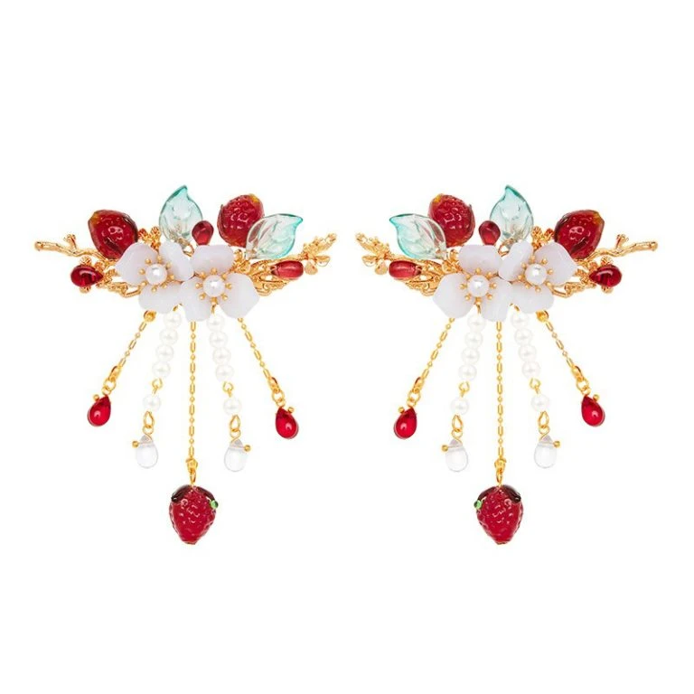 Hanfu Accessories Classical Hair Clips Strawberry Tassel Qipao Jewelry ...