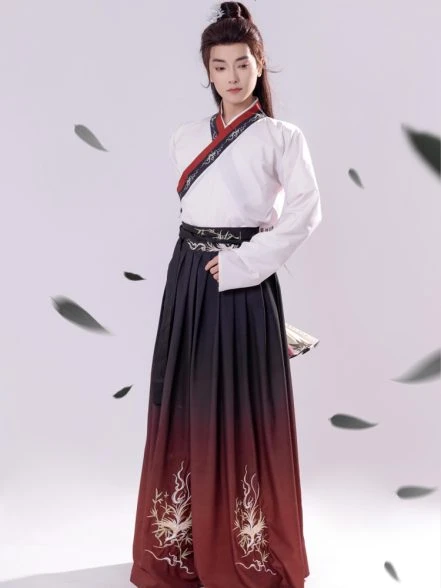 Men Wuxia Hanfu Wei Jin Style Jiaoling Ruqun Set - Newhanfu