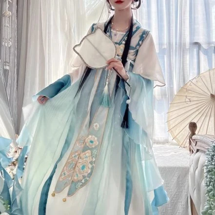 Women's Qixiong Shanqun Hanfu Blue Classical Fairy Dresse - Newhanfu