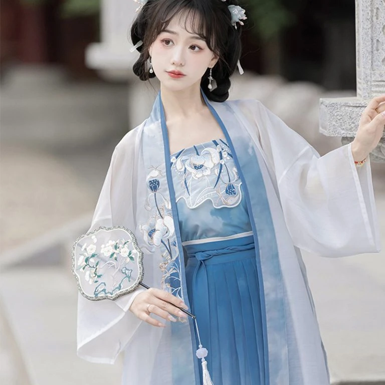 Blue Hanfu Navy Chinese Dress for Daily Wear - Newhanfu